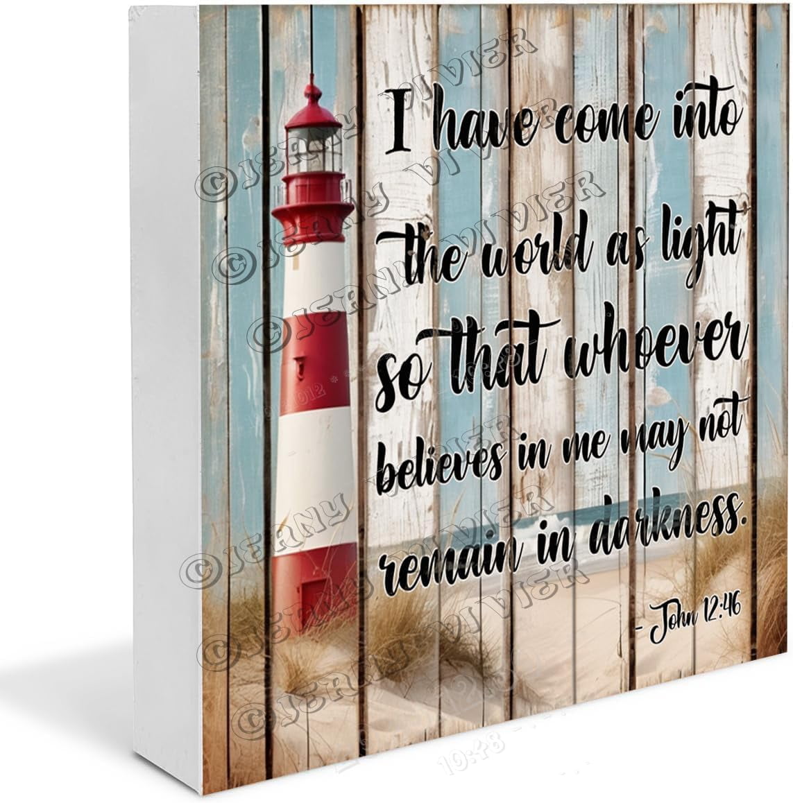 Beach Decor Lighthouse - Religious Scripture Wooden Box Sign Beach ...