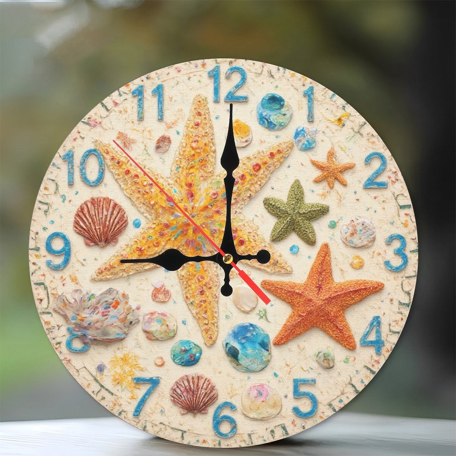 Beach Decor Starfish Seashell Wall Clock Ocean Theme Home Decor 10-Inch ...