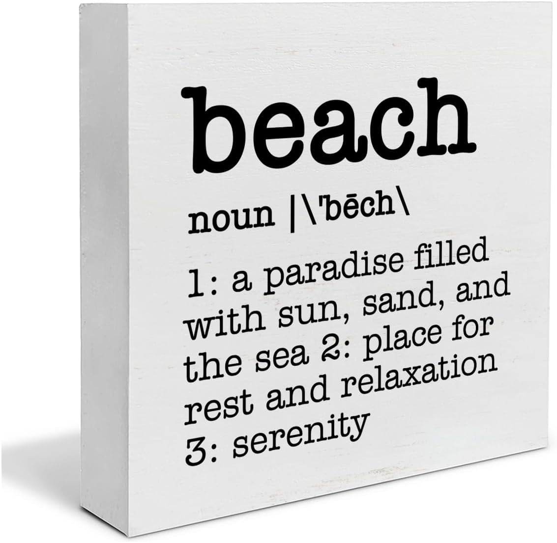 Beach Definition Wooden Box Sign Beach House Decor Beach Quotes Square ...