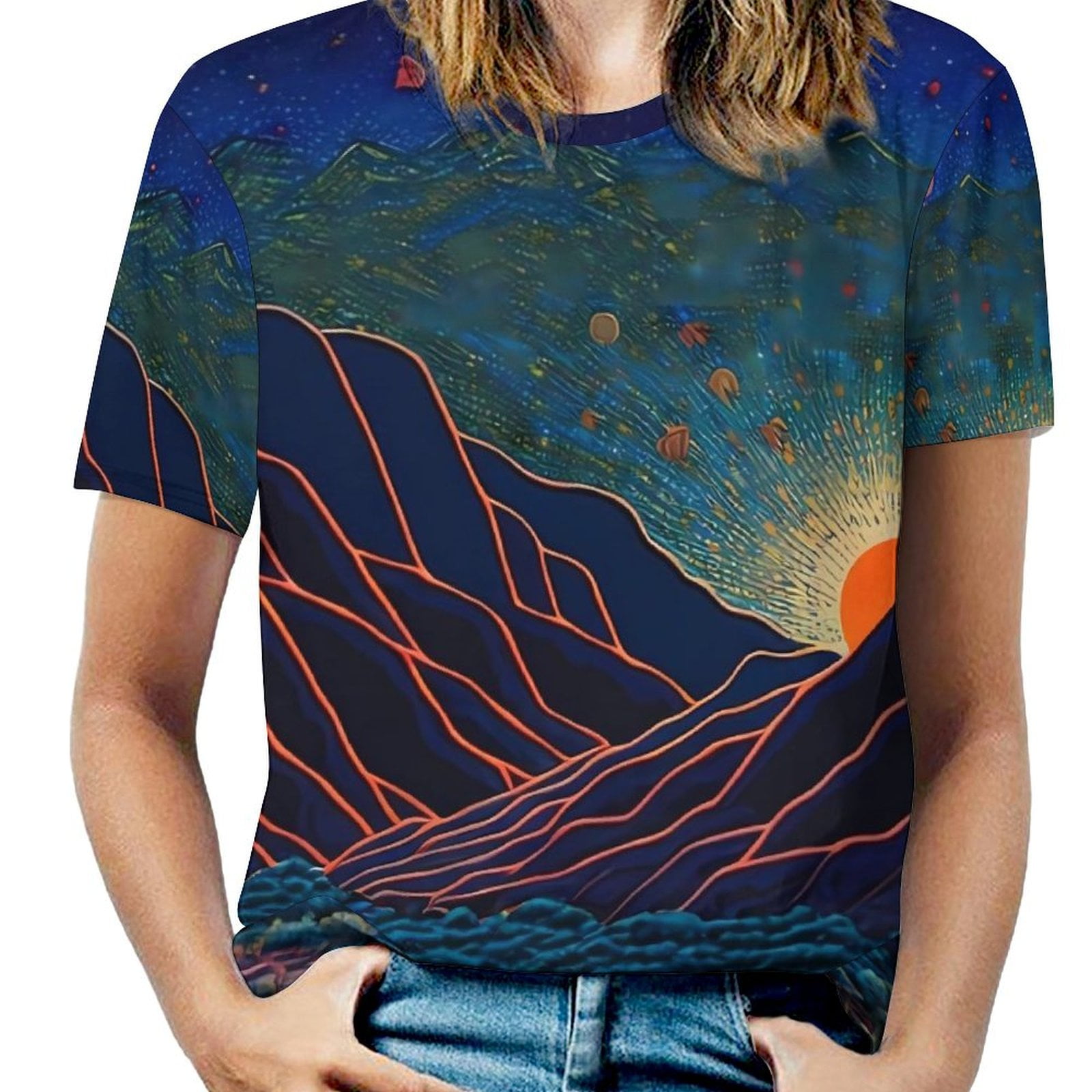 Beach Desert At Night T Shirts Abstract Nature Street Wear T-Shirt ...