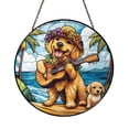 Beach Dog Golden Retriever Stained Glass Suncatcher Window Art, Fun ...
