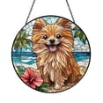 Beach Dog Window Glass Suncatcher Ornament, Pomeranian Light Catcher ...