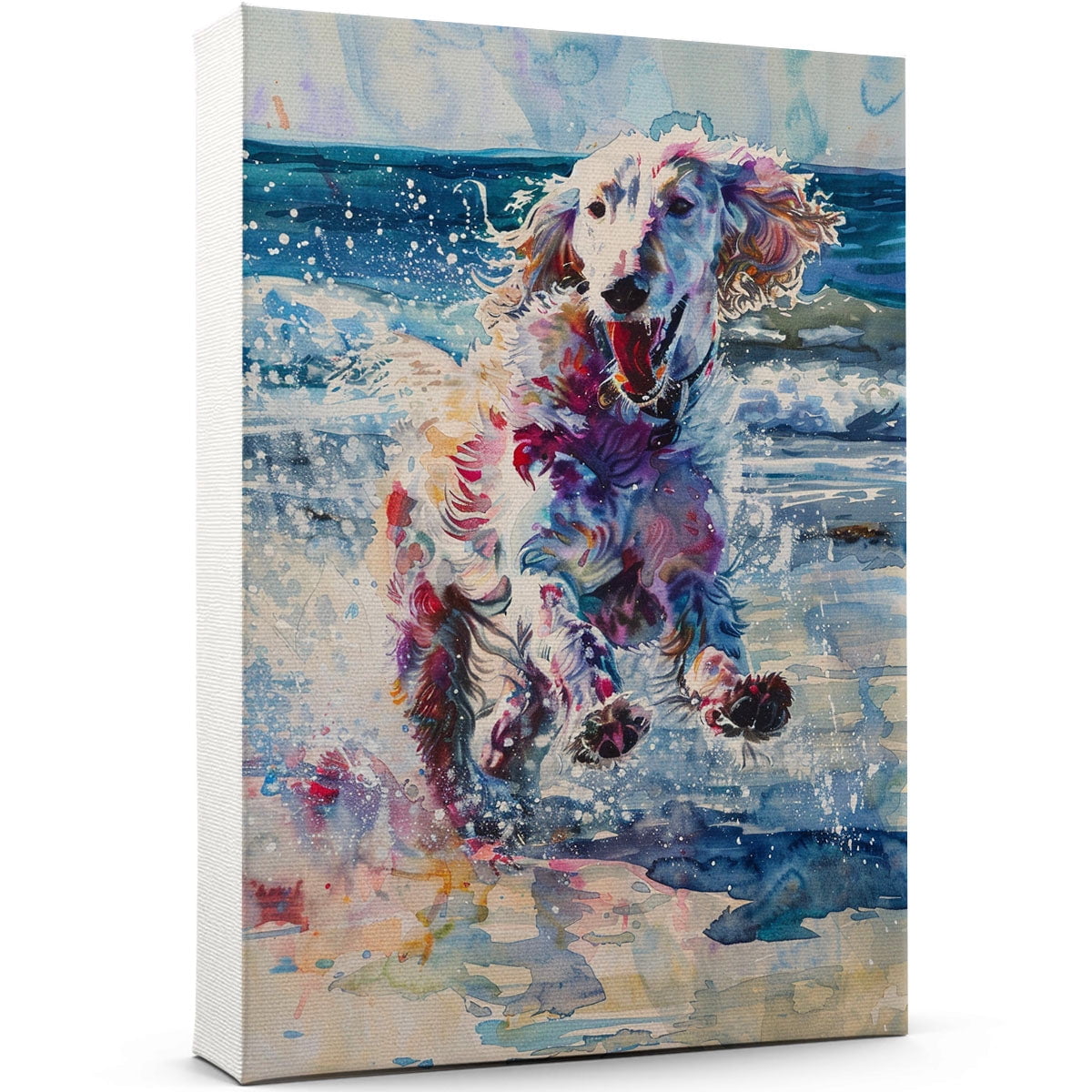Beach Dogs Art - Afghan Hound Dog Canvas, Dog Pictures Wall Decor, Dog ...