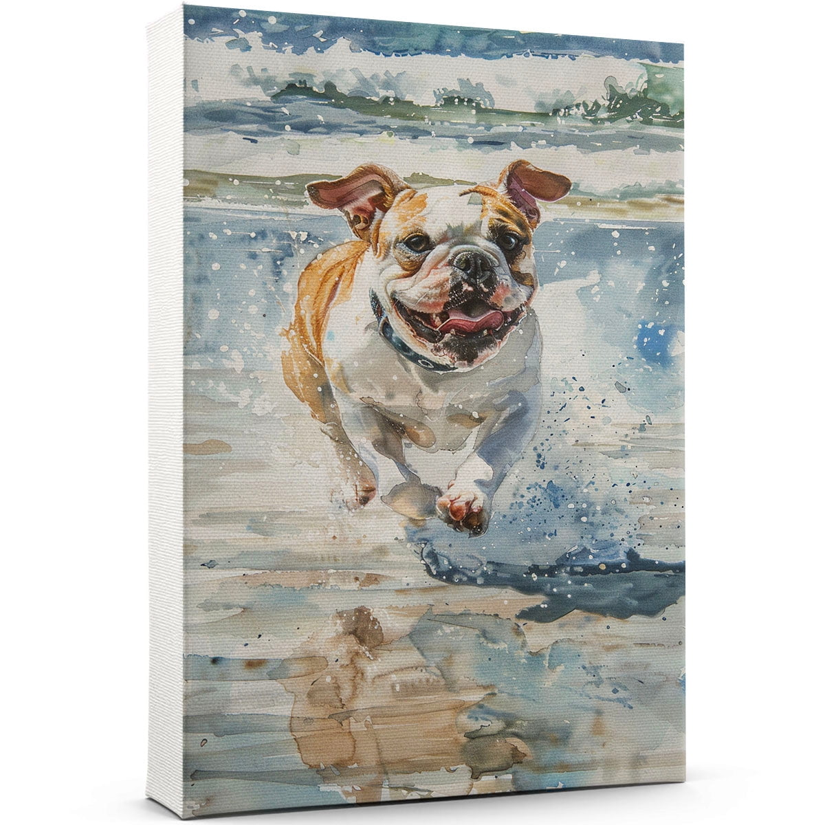 Beach Dogs Art - Bulldog Dog Canvas, Dog Pictures Wall Decor, Dog Art ...