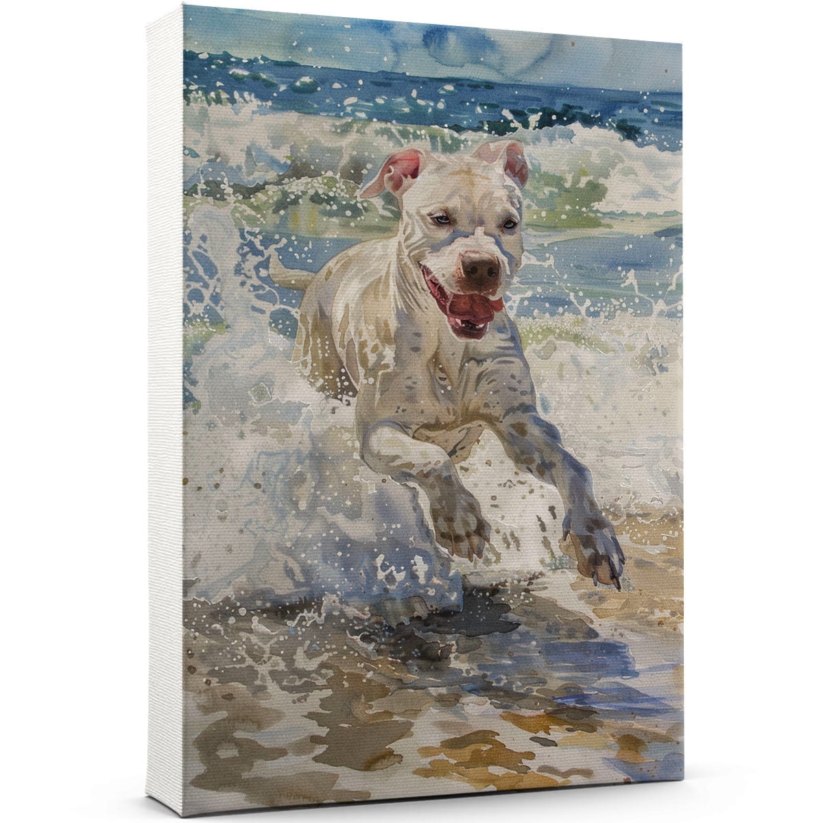Beach Dogs Art - Dogo Argentino Dog Canvas, Dog Pictures Wall Decor ...