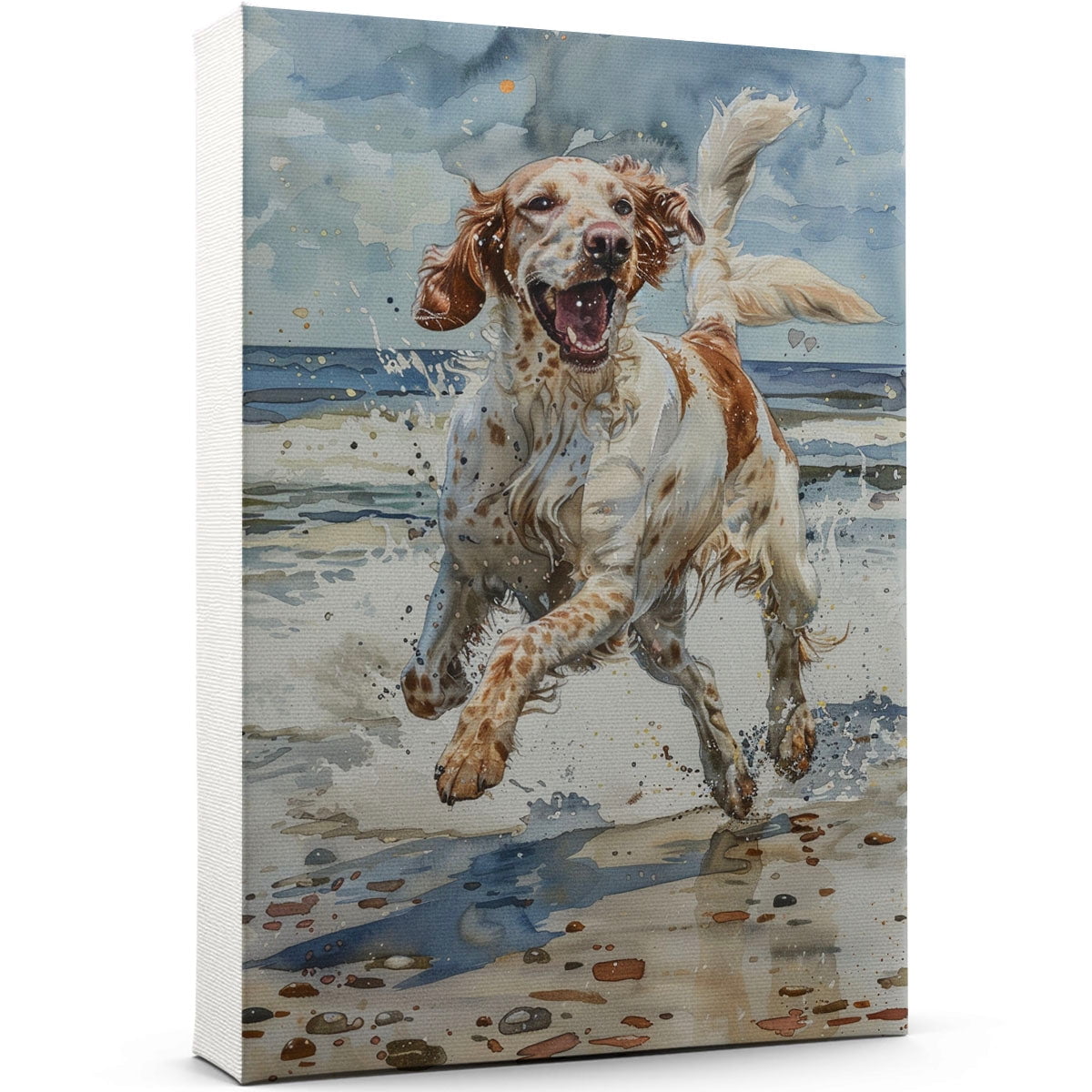 Beach Dogs Art - English Setter Dog Canvas, Dog Pictures Wall Decor ...
