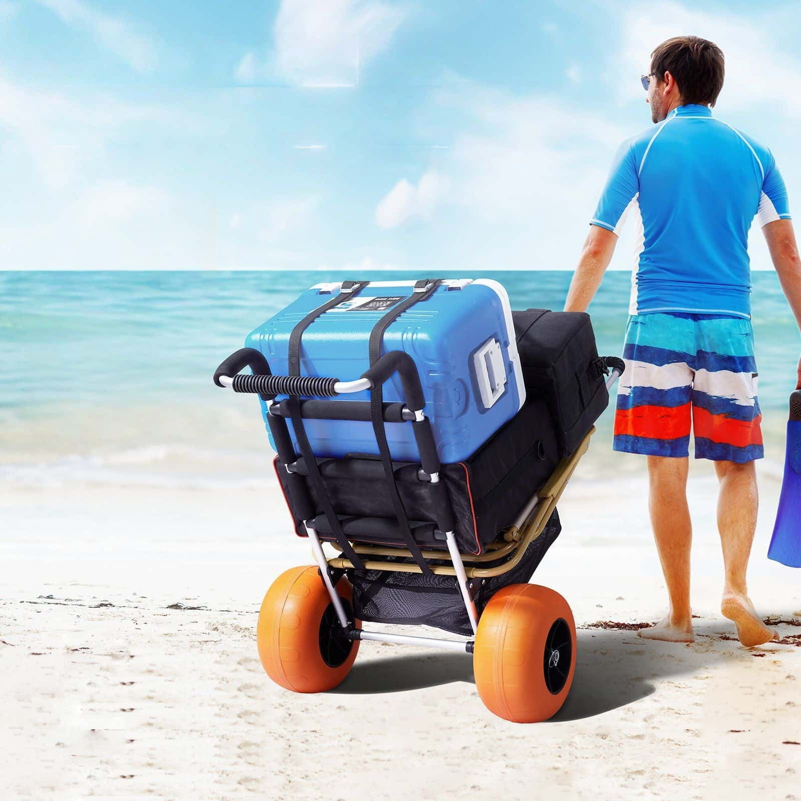 Beach Dolly with Big Wheels for Sand, Heavy Duty Cart for Beach 29.9" x ...