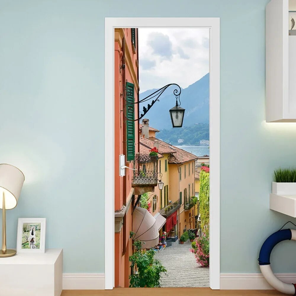 Beach Door Stickers Nature scenery 3d wallpaper Self-adhesive Bedroom ...