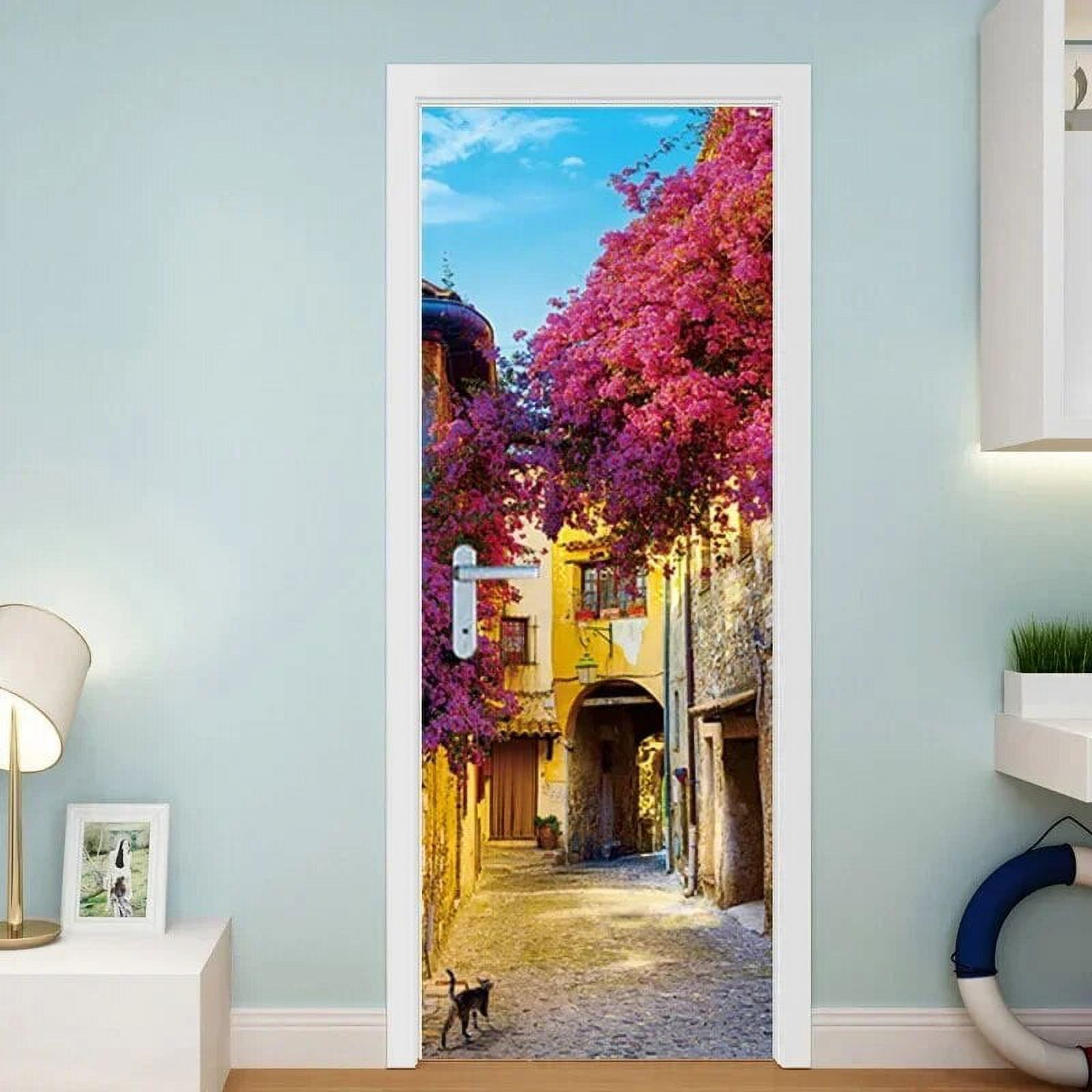 Beach Door Stickers Nature scenery 3d wallpaper Self-adhesive Bedroom ...