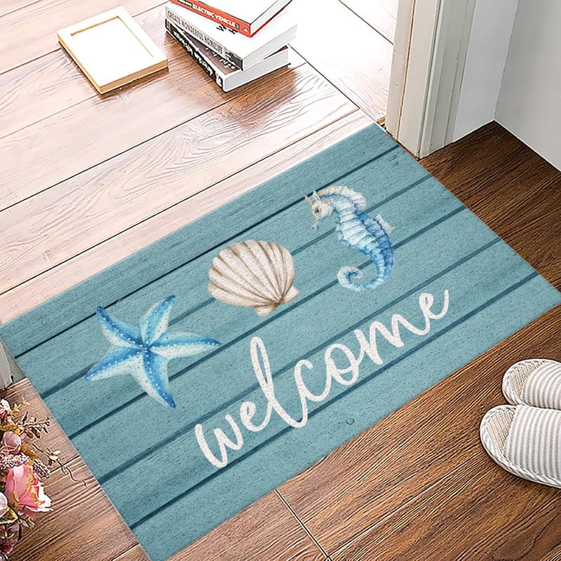 Beach Doormat Indoor Entrance,Coastal Beach Welcome Mat for Front Door ...