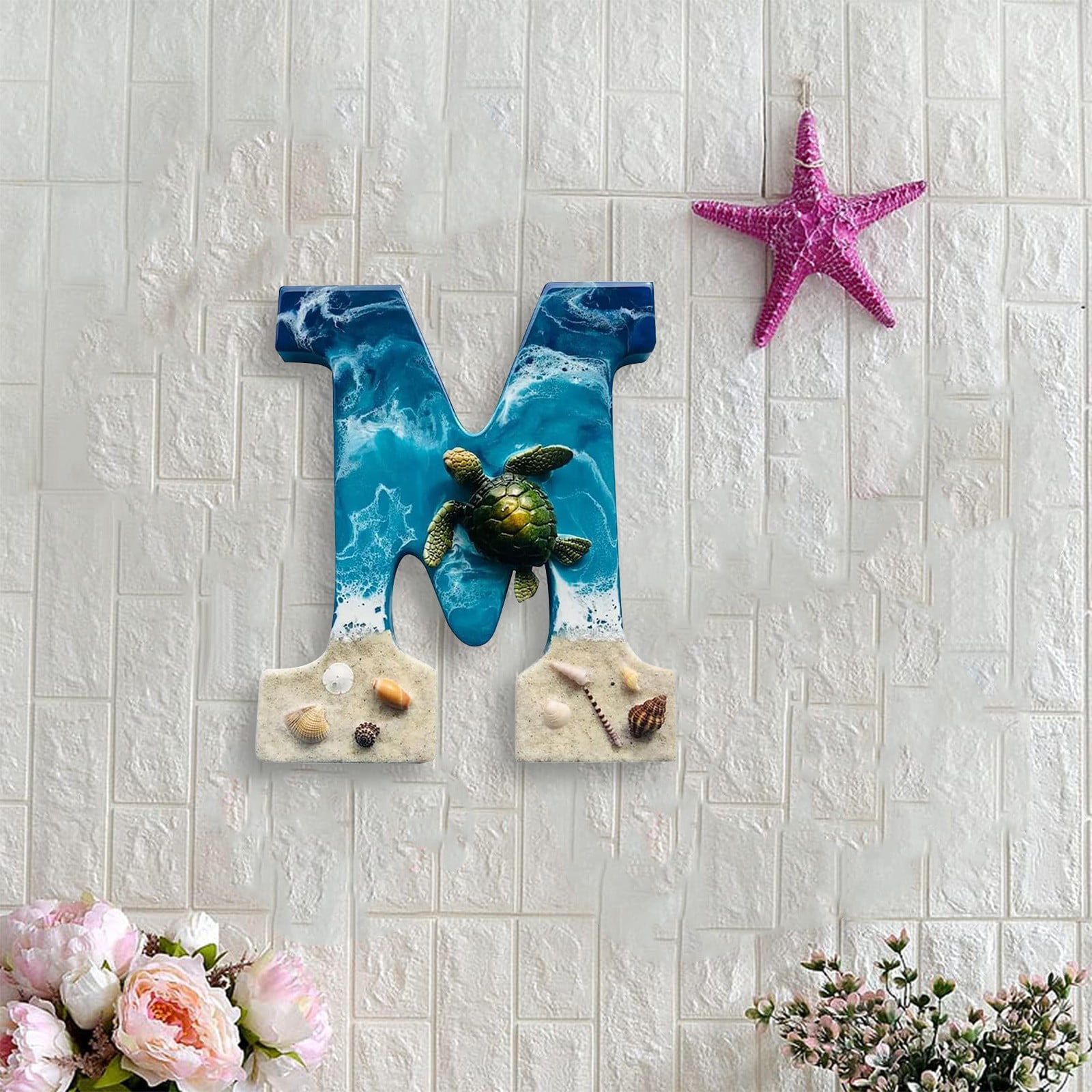 Beach Dream Resin Letter 'M' Decoration,Unique Wooden Art for Wall ...