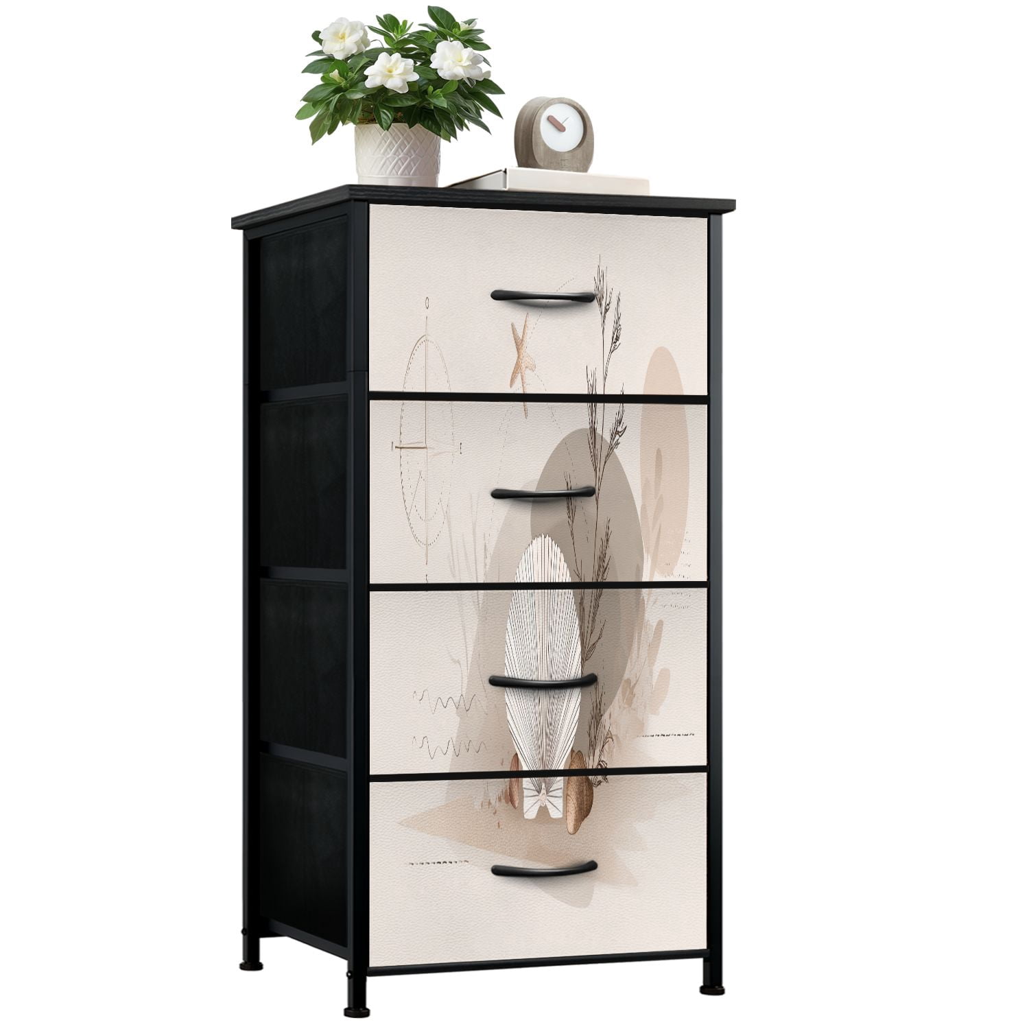 Beach Dresser for Bedroom with 4 Storage Drawers Seashell Sand Scallop ...