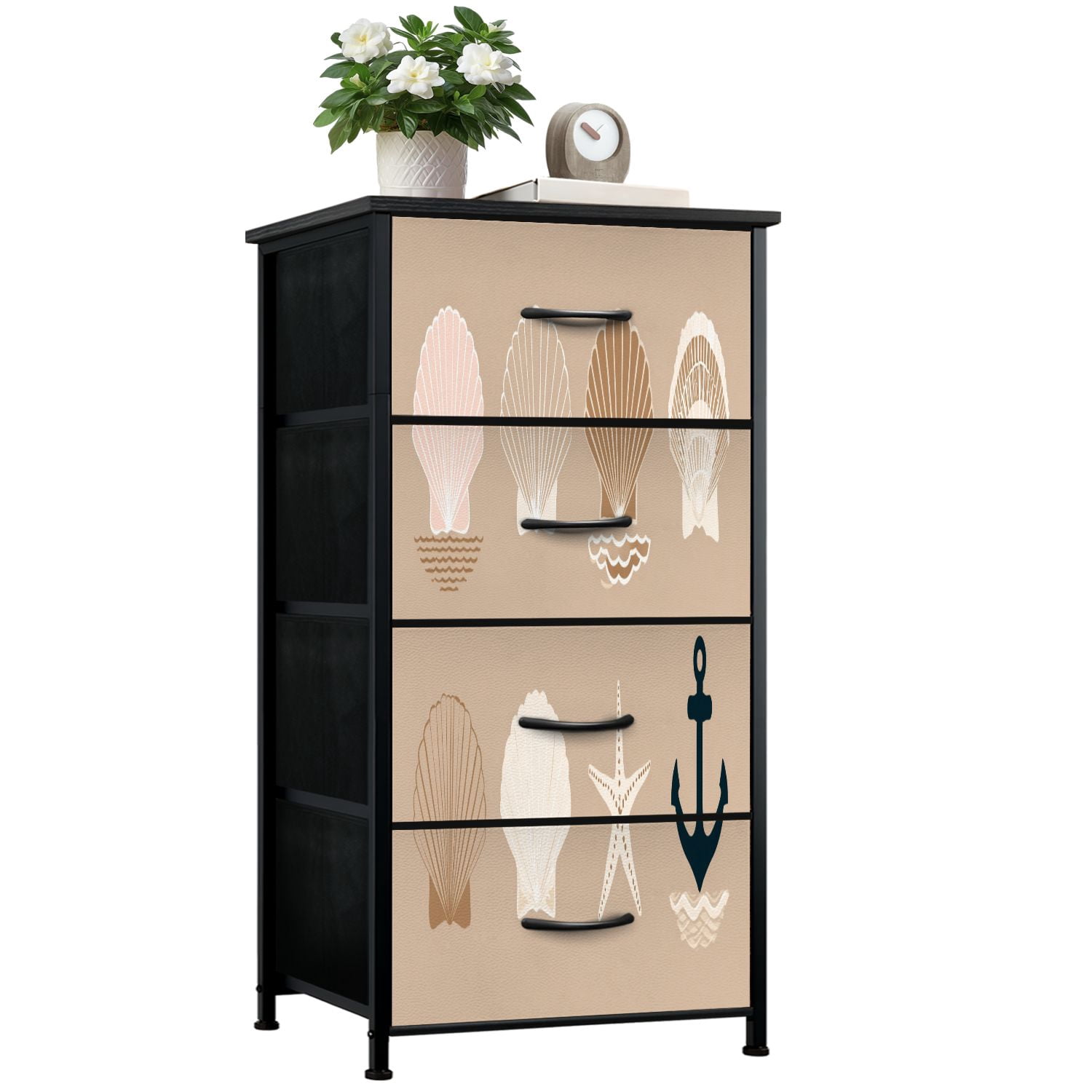Beach Dresser for Bedroom with 4 Storage Drawers beige Nautical ...