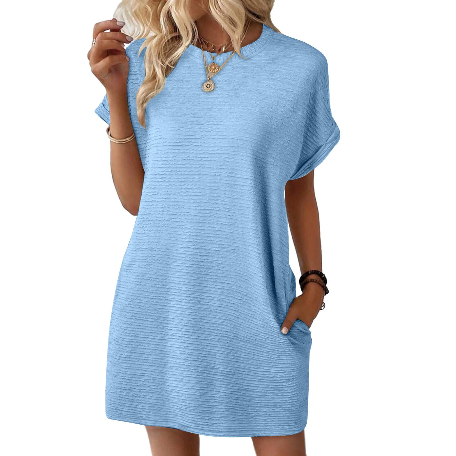 Beach Dresses For Women Sevevn Women Fashion Casual Round-Neck Summer ...