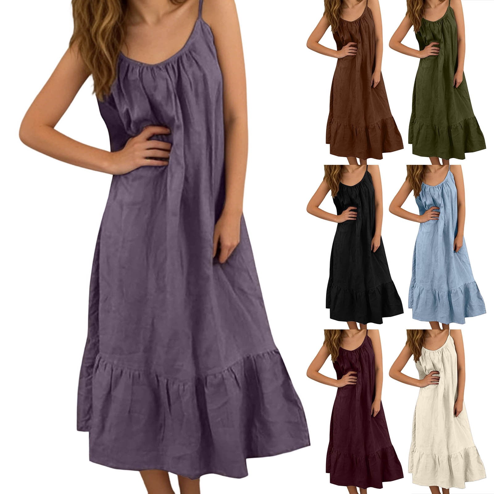 Beach Dresses for Women Spaghetti Strap Sleeveless Maxi Dress Vacation ...