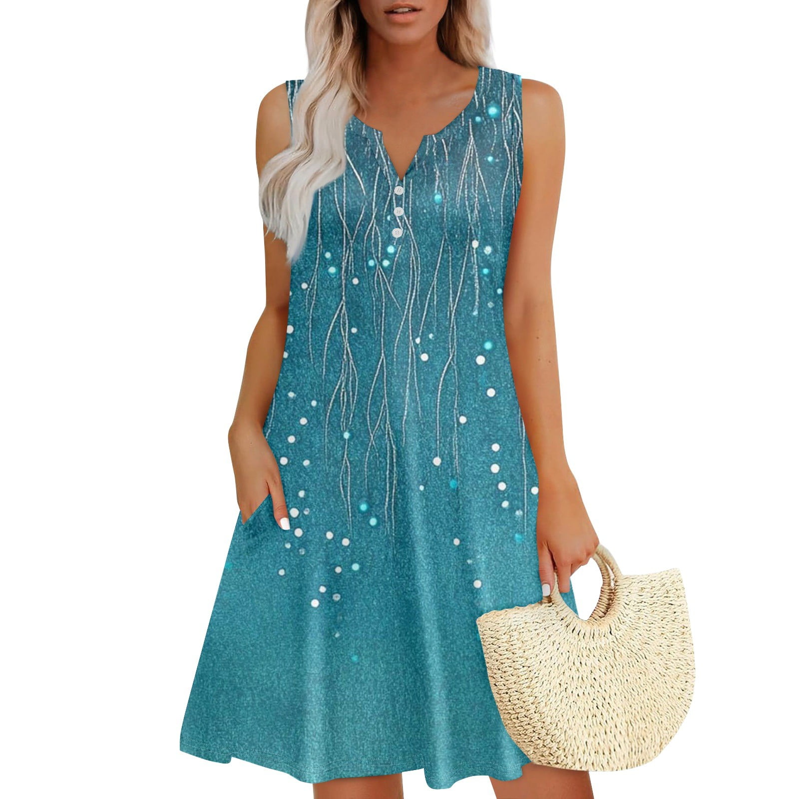 Beach Dresses For Women, Tank Sundress Casual Floral V Neck Sleeveless ...