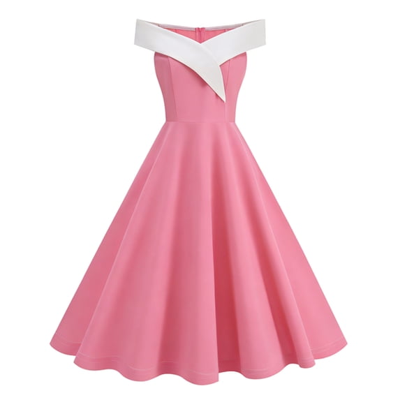 Beach Dresses Women's off the Shoulder Vintage Mini Dress 1950s ...