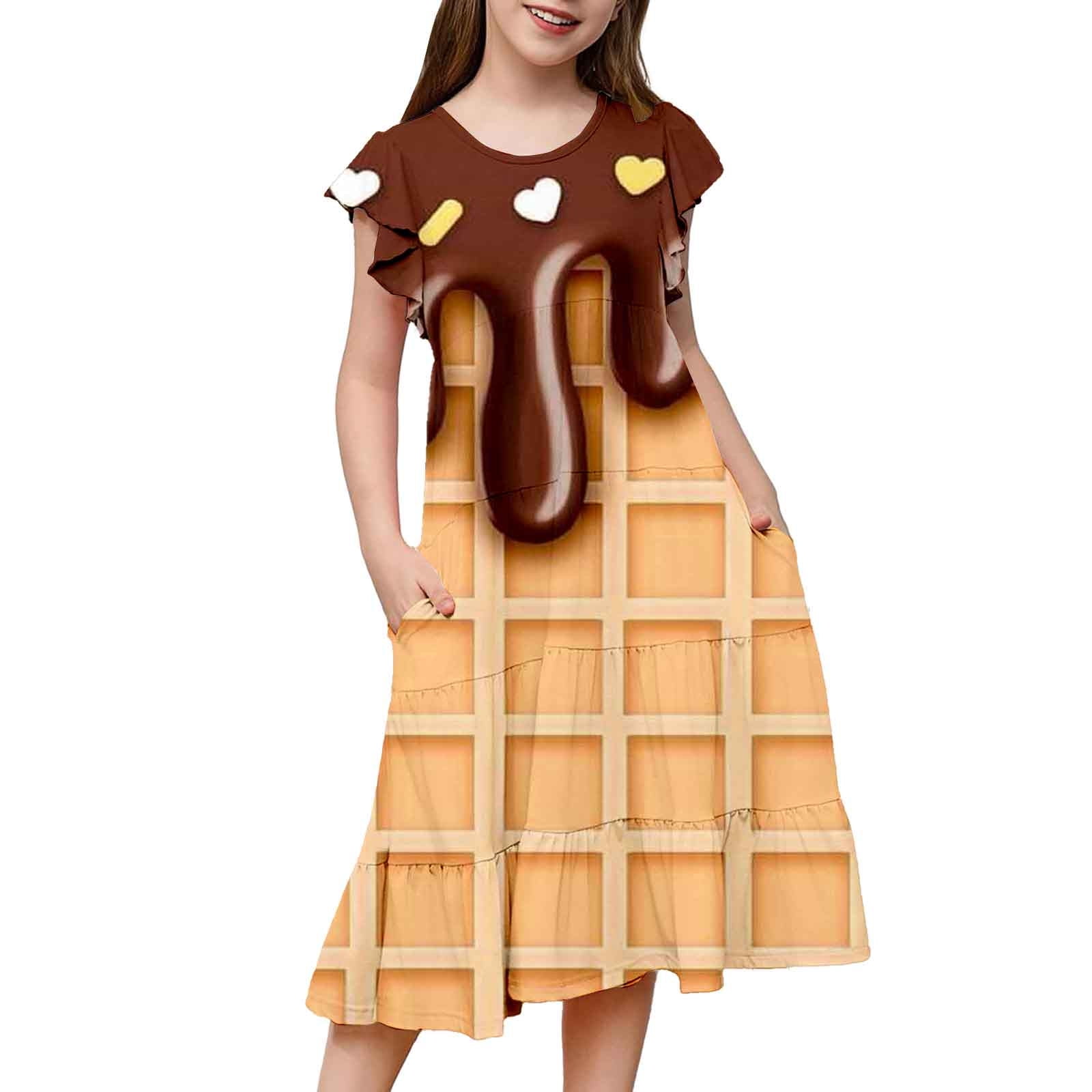 Beach Dresses for Girl Kids 14-15 Years Coffee Girls Sleeveless Skater Dress with Tiered Tutu ...