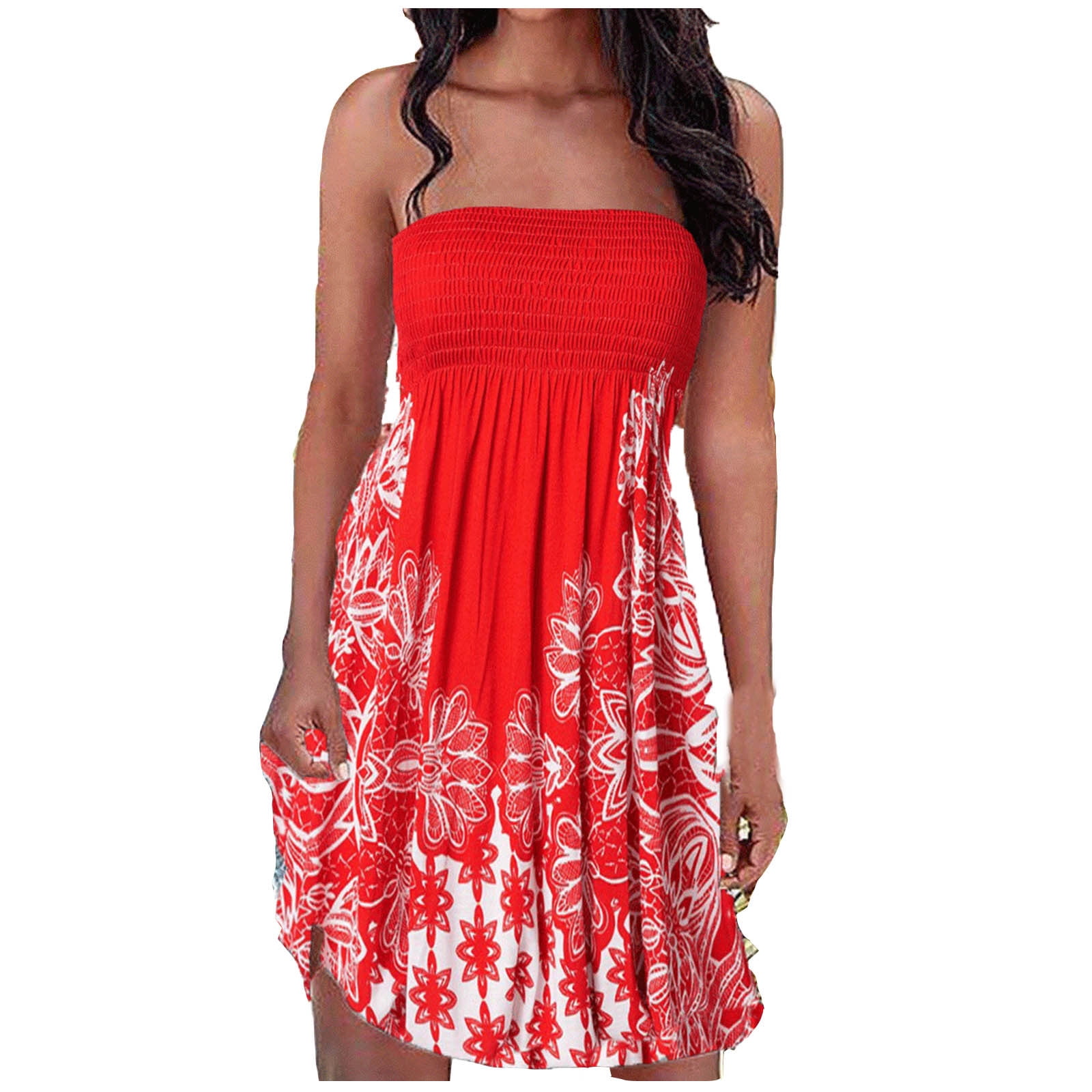 Beach Dresses for Women Casual Summer, Strapless Dress for Women Summer ...