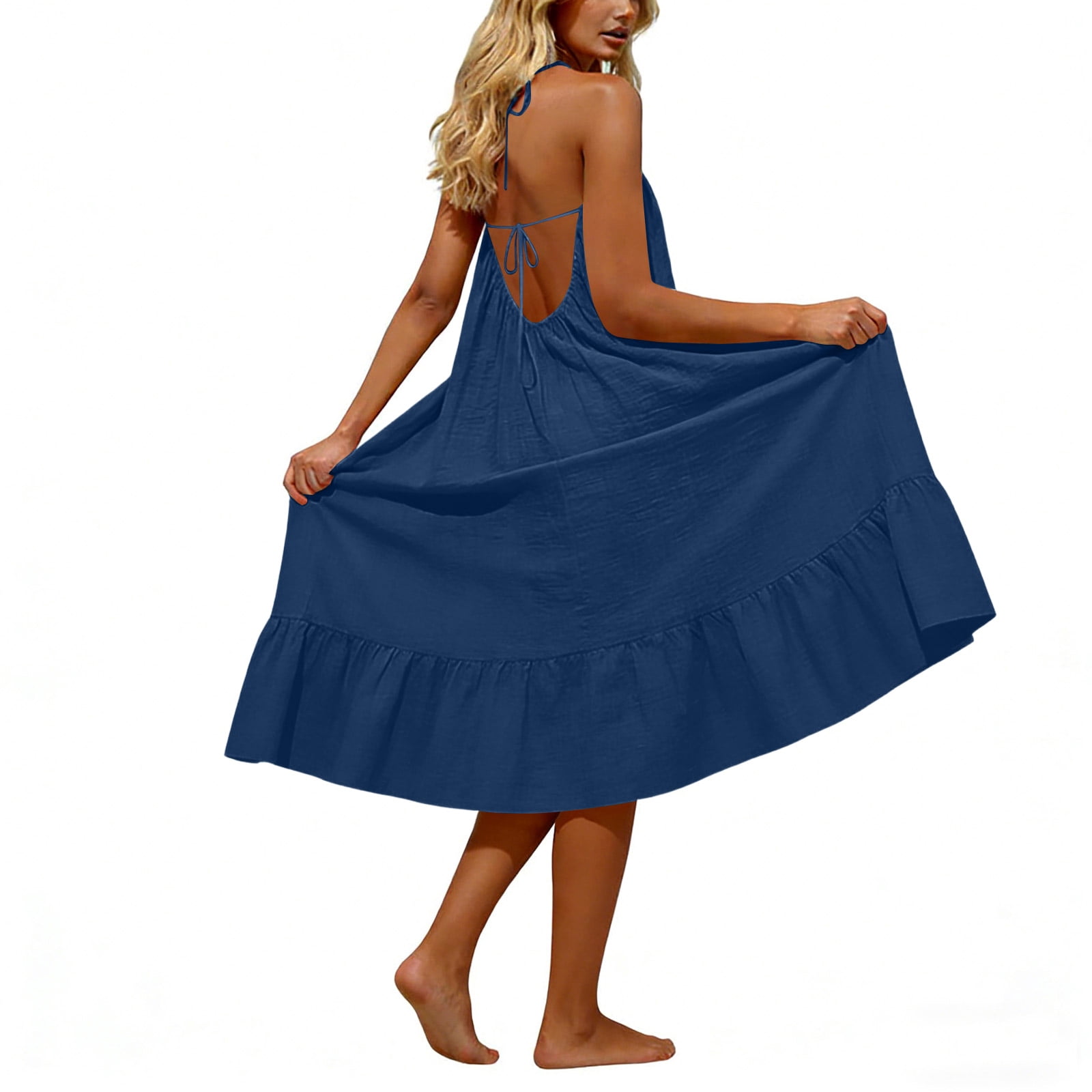 Beach Dresses for Women Spaghetti Strap Dress Sleeveless Casual Boho ...