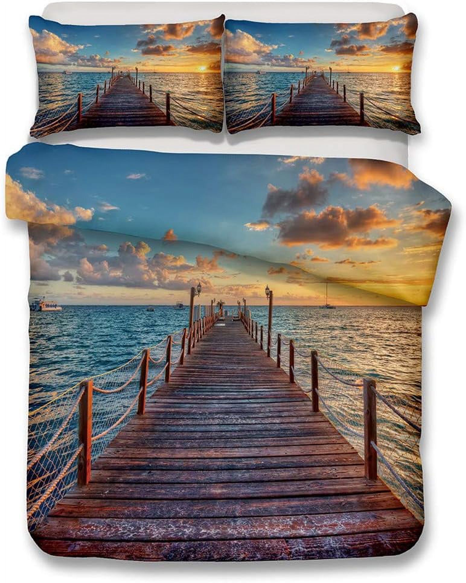 Beach Duvet Cover Queen Ocean Bedding Kids Girls Boys Hawaiian Sea ...