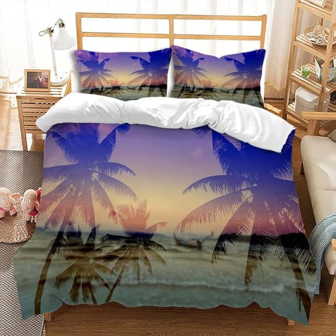 Beach Duvet Cover Queen Ocean Bedding Kids Girls Boys Hawaiian Sea ...