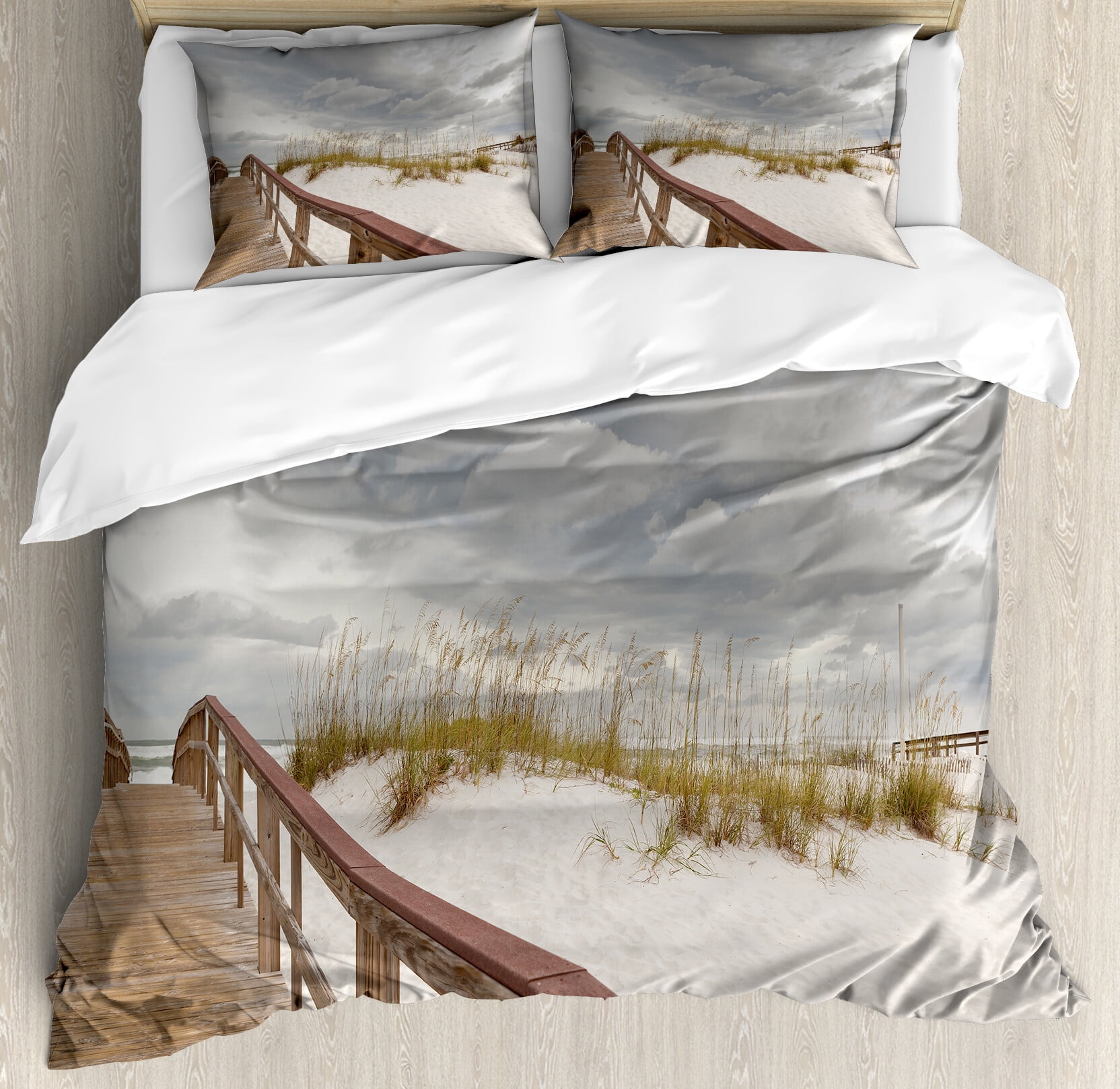 Beach Duvet Cover Set, Footpath Through Sand Tropic Gulf Island ...