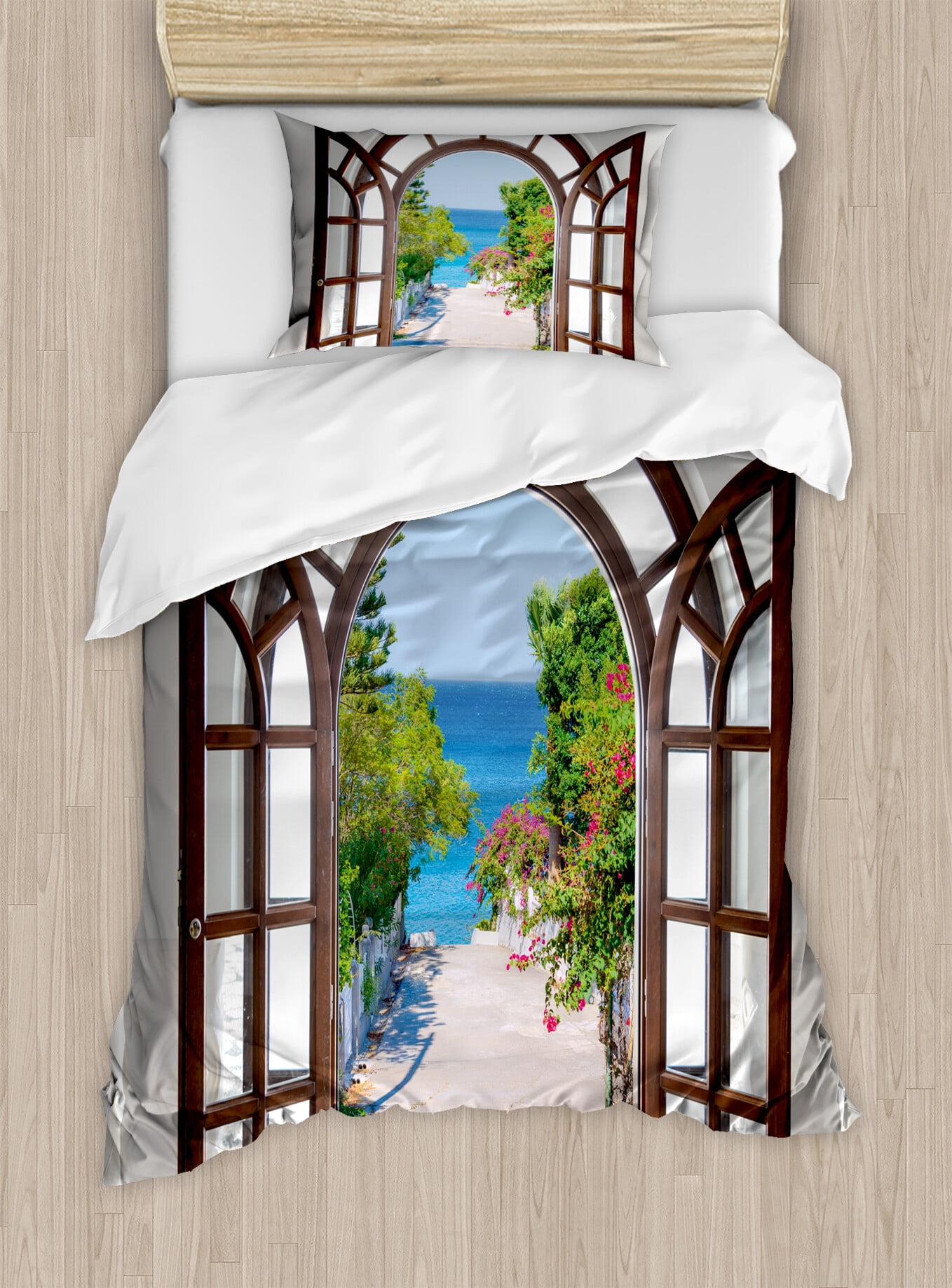 Beach Duvet Cover Set, Ocean Sea View from Summer Season Italian Design ...