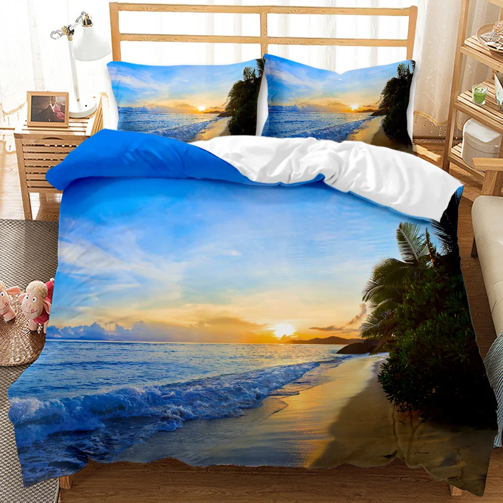 Beach Duvet Cover Set Summer Ocean Bedding Set Hawaiian Marine Sea ...