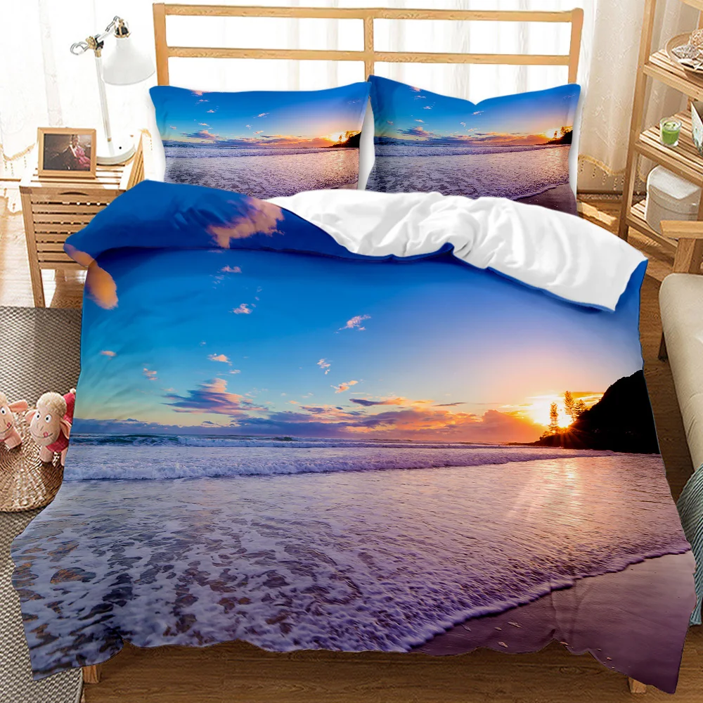 Beach Duvet Cover Set Summer Ocean Bedding Set Hawaiian Marine Sea ...