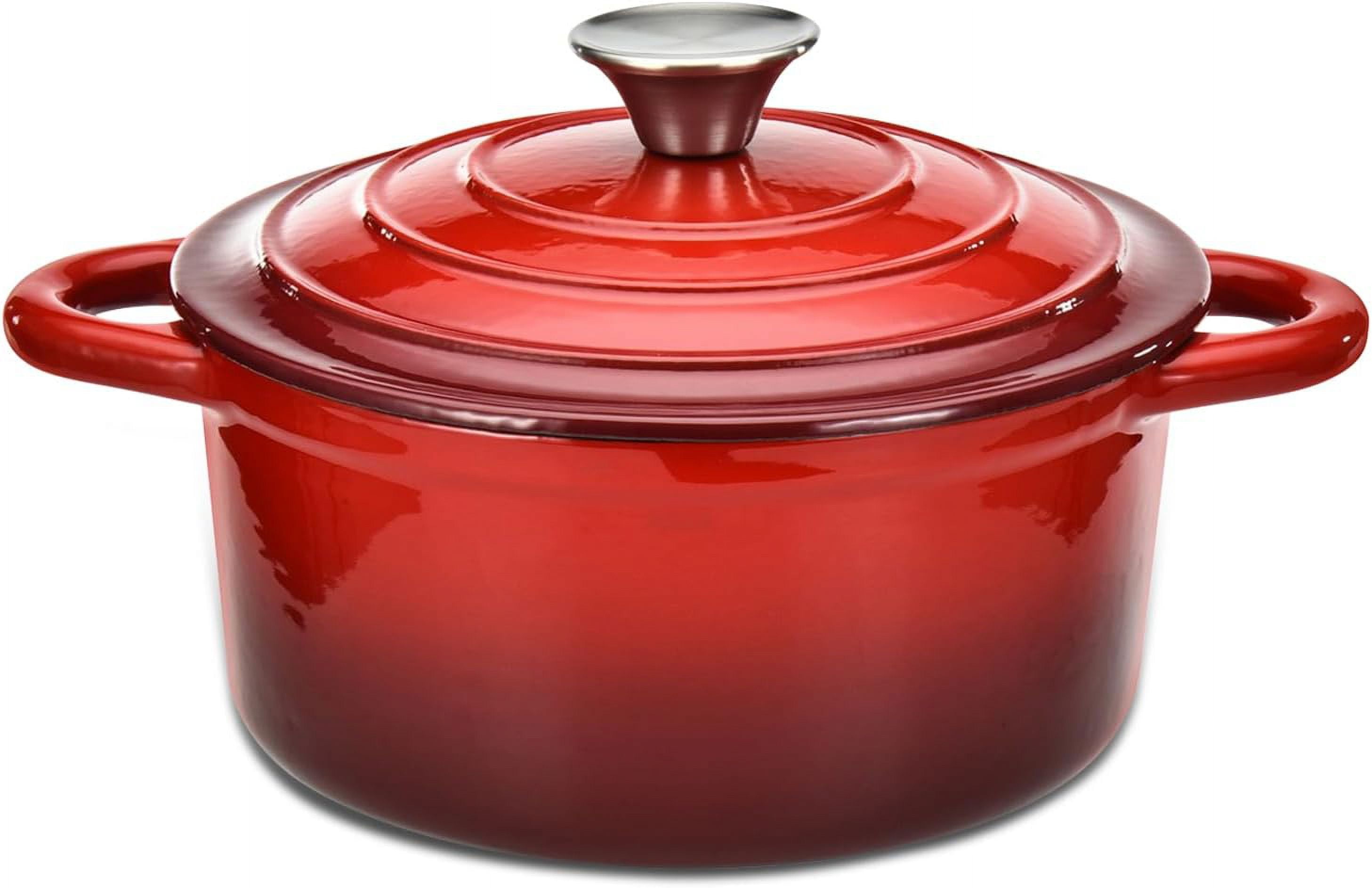 Beach Enameled Cast Iron Dutch Oven Red (3-Quart) | Cream Enamel ...