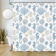 Serafina Home Coastal Shells Fabric Shower Curtain for Bathroom: Ocean ...