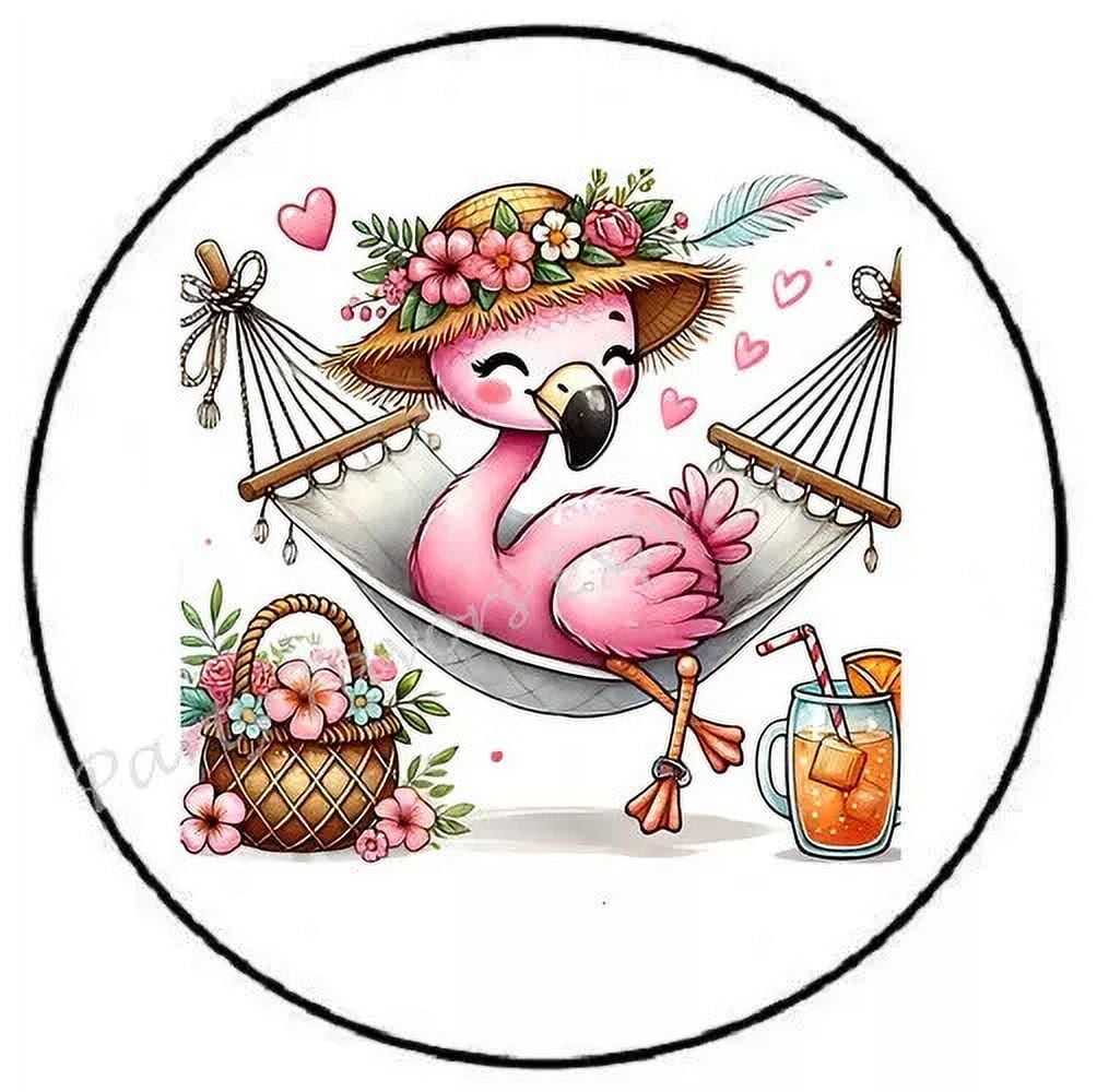 Beach Flamingo In Hammock Sticker Party Favors Sticker Envelope Seals ...