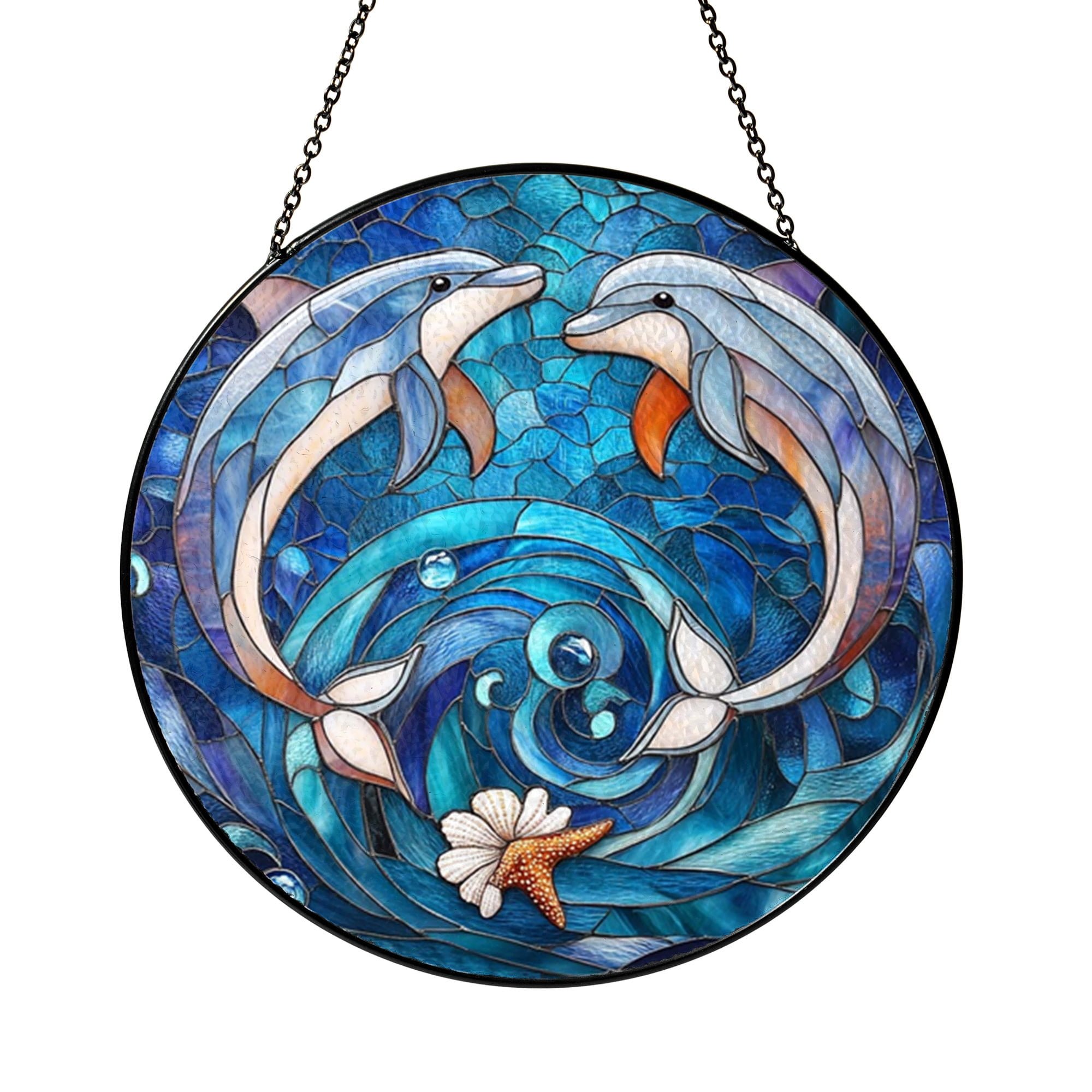 Beach Flip Flop Ocean Wave Stained Glass Style Suncatcher, Coastal ...