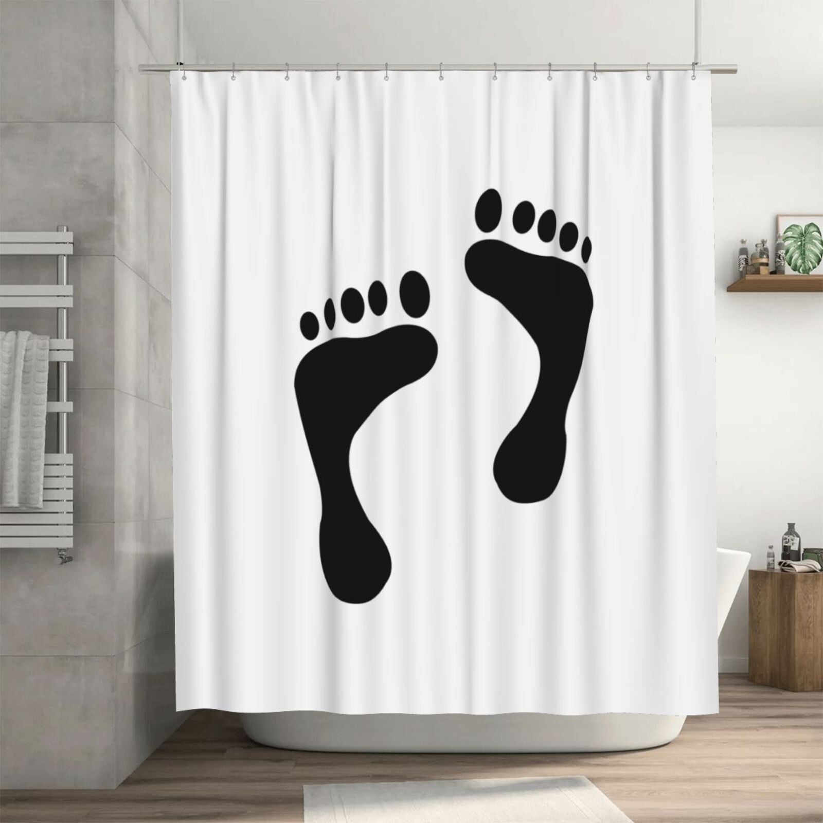 Beach Footprint Pattern Shower Curtain, Sand Tracks Waterproof Bath ...