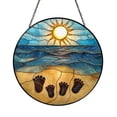Beach Footprints Stained Glass Suncatcher – Ocean Sunset Window Art ...