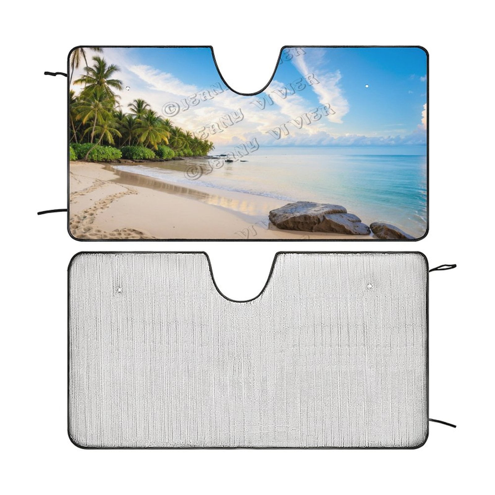 Beach Front Windshield Sun Shade Accordion Folding Cute Car Window ...