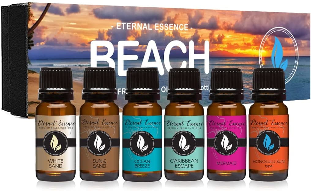 Beach - Gift Set of 6 Premium Fragrance Oils - White Sand, Ocean Breeze ...
