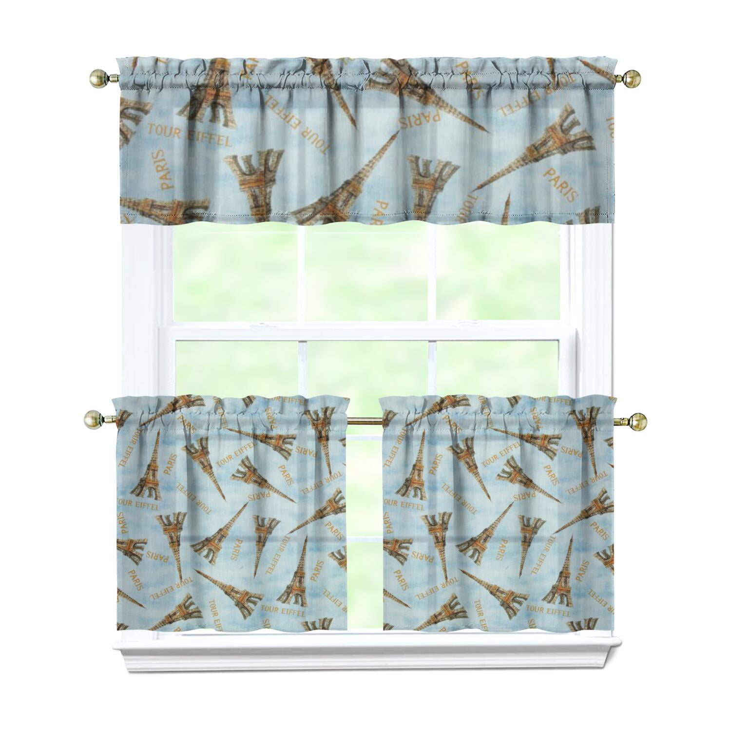 Beach Girl Fashion Kitchen Curtains Set - Paris Vintage Style Tier and ...