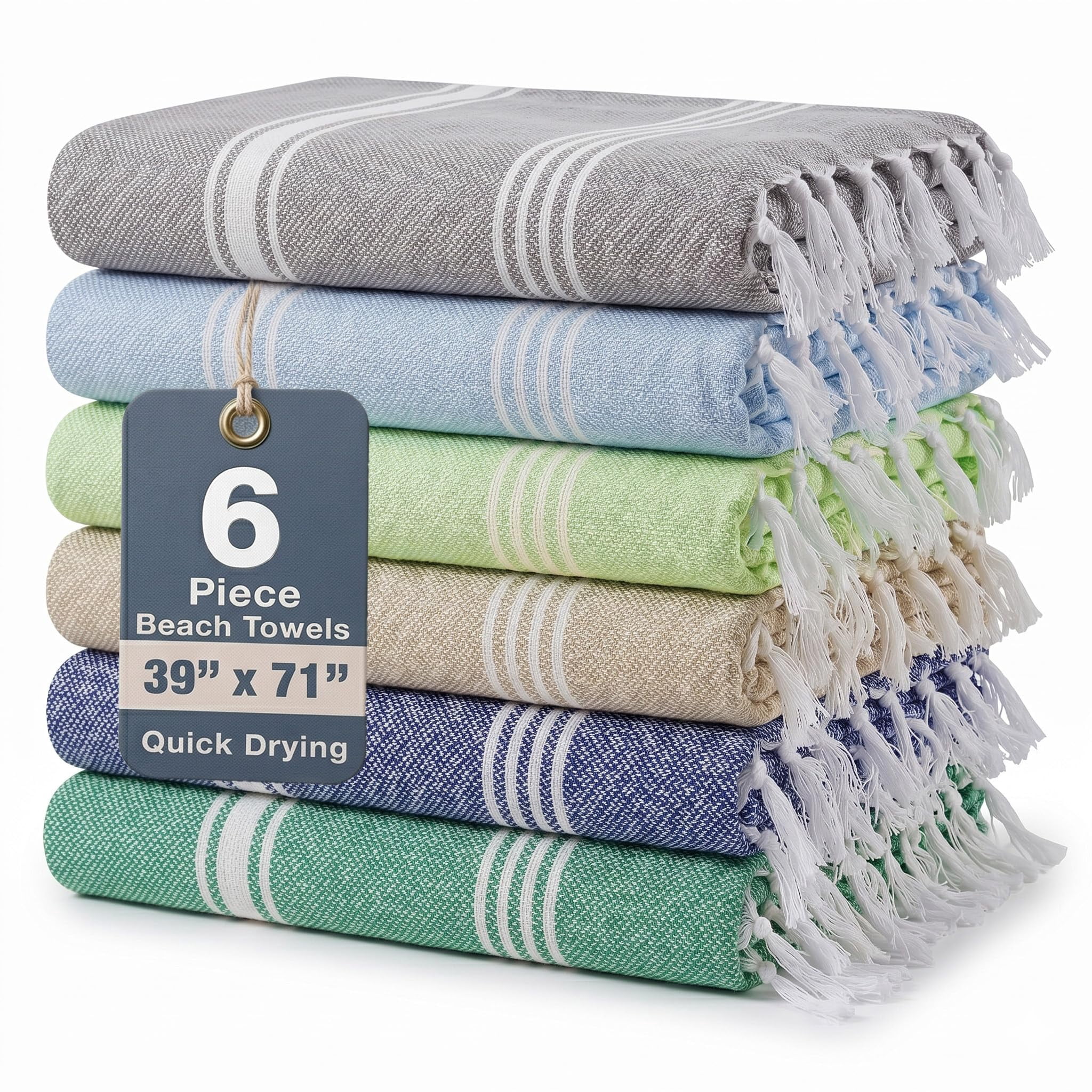 Beach Grass 6-Pack Quick Dry Sand-Free Towels 39"x71" - Walmart.com