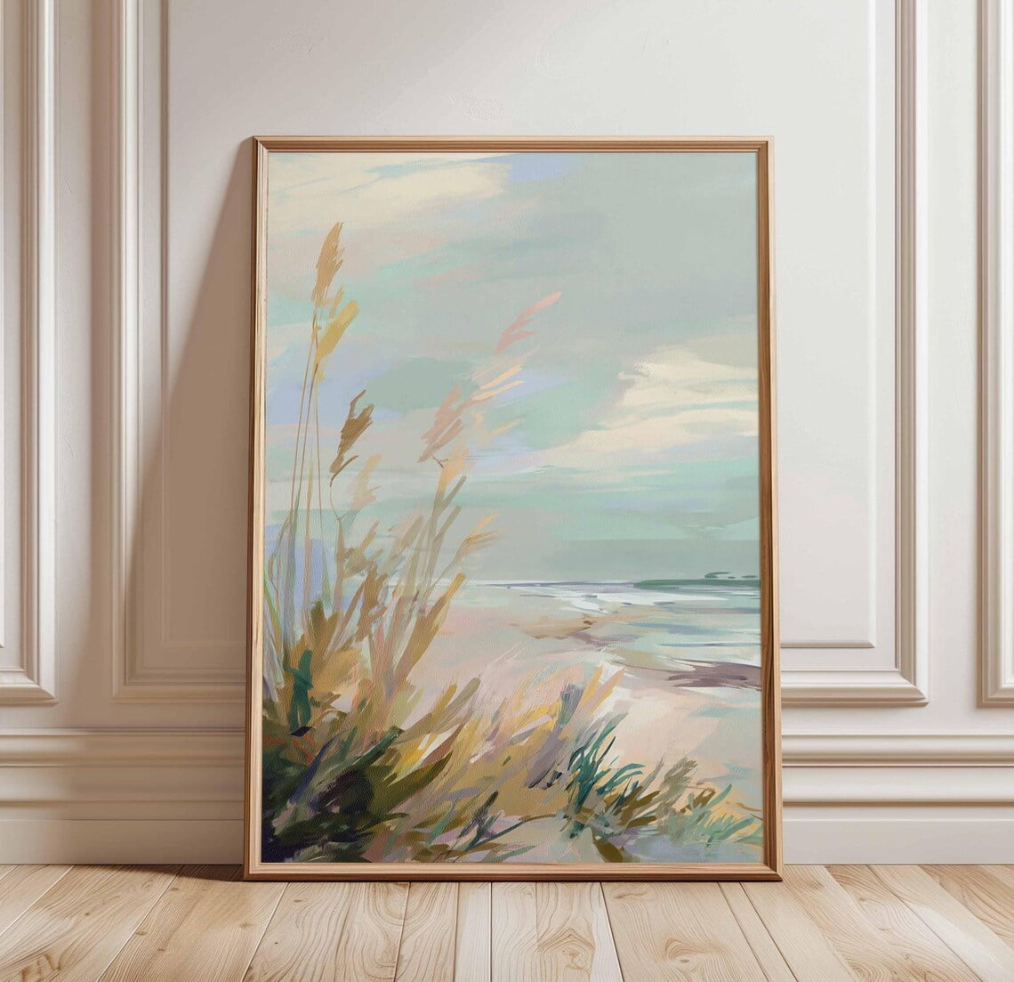 Beach Grass Coastal Wall Art Pastel Ocean Landscape Tranquil Shore ...