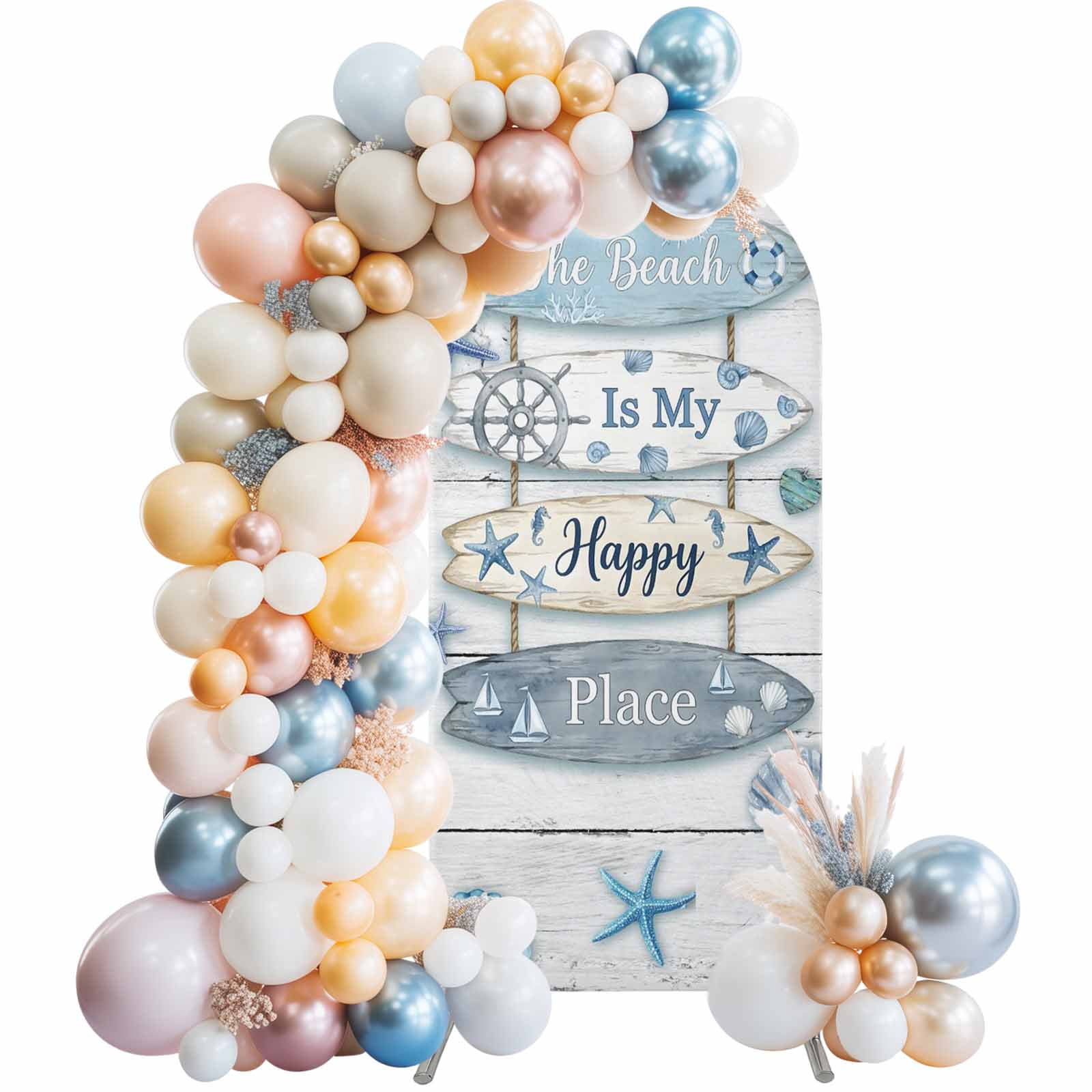 The Beach Is My Happy Place Arch Backdrop Cover 7.2 FT Summer Ocean ...