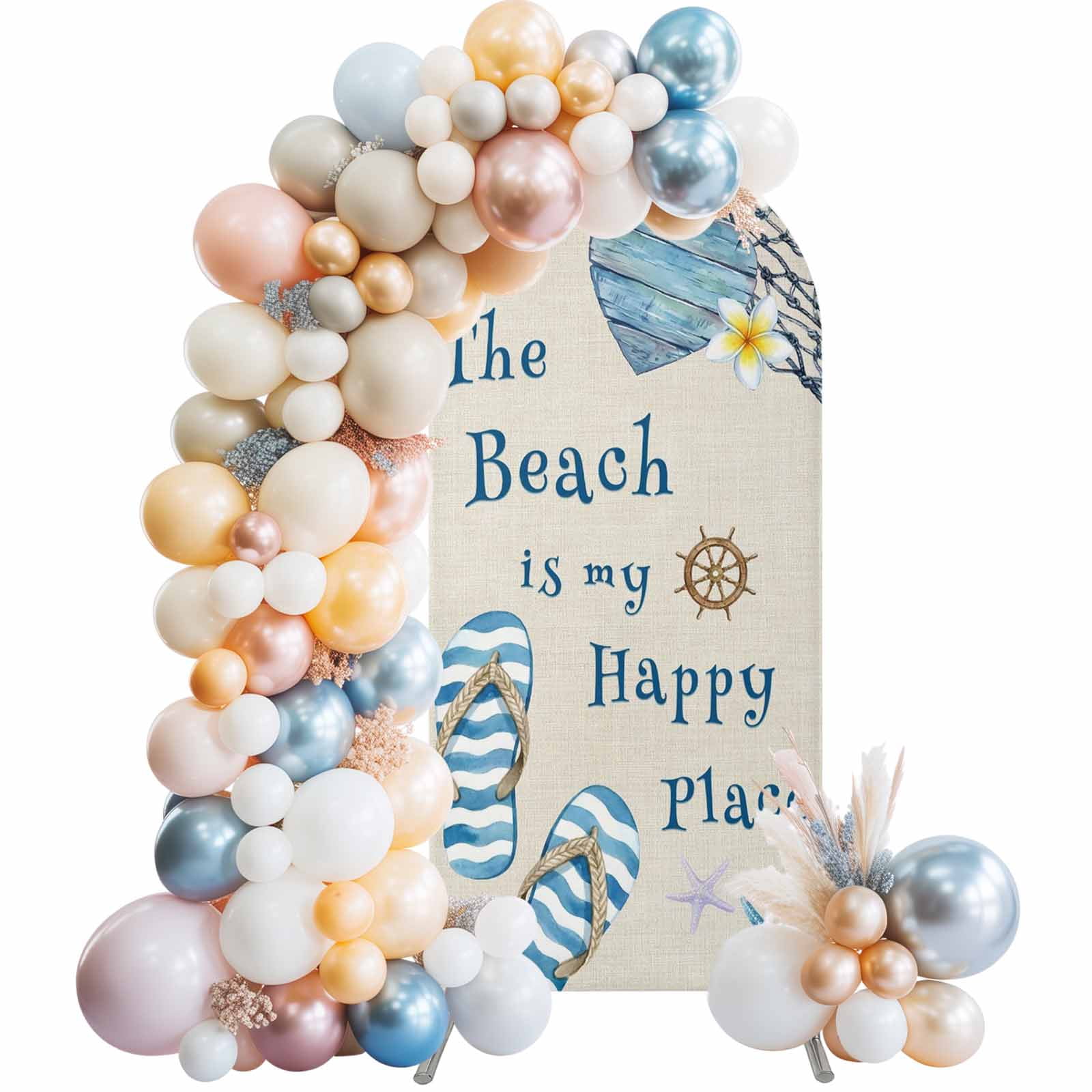 The Beach Is My Happy Place Arch Backdrop Cover 7.2 FT Summer Retro ...
