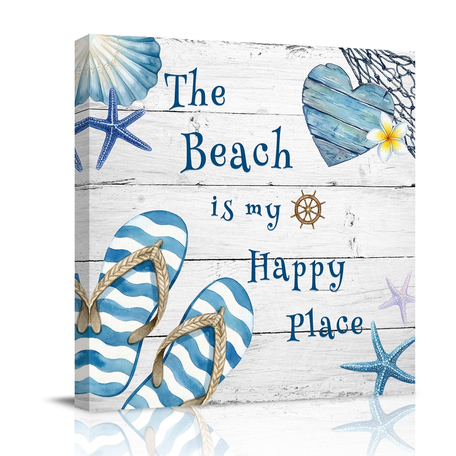 The Beach Is My Happy Place Canvas Wall Art for Living Room, Summer ...