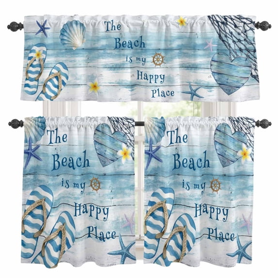 The Beach Is My Happy Place Kitchen Curtains Set for Windows, Summer ...