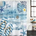 The Beach Is My Happy Place Shower Curtain, Summer Ocean Slippers ...