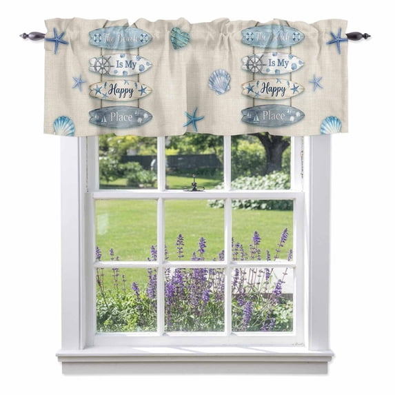 The Beach Is My Happy Place Valances for Windows, Summer Ocean Blue ...