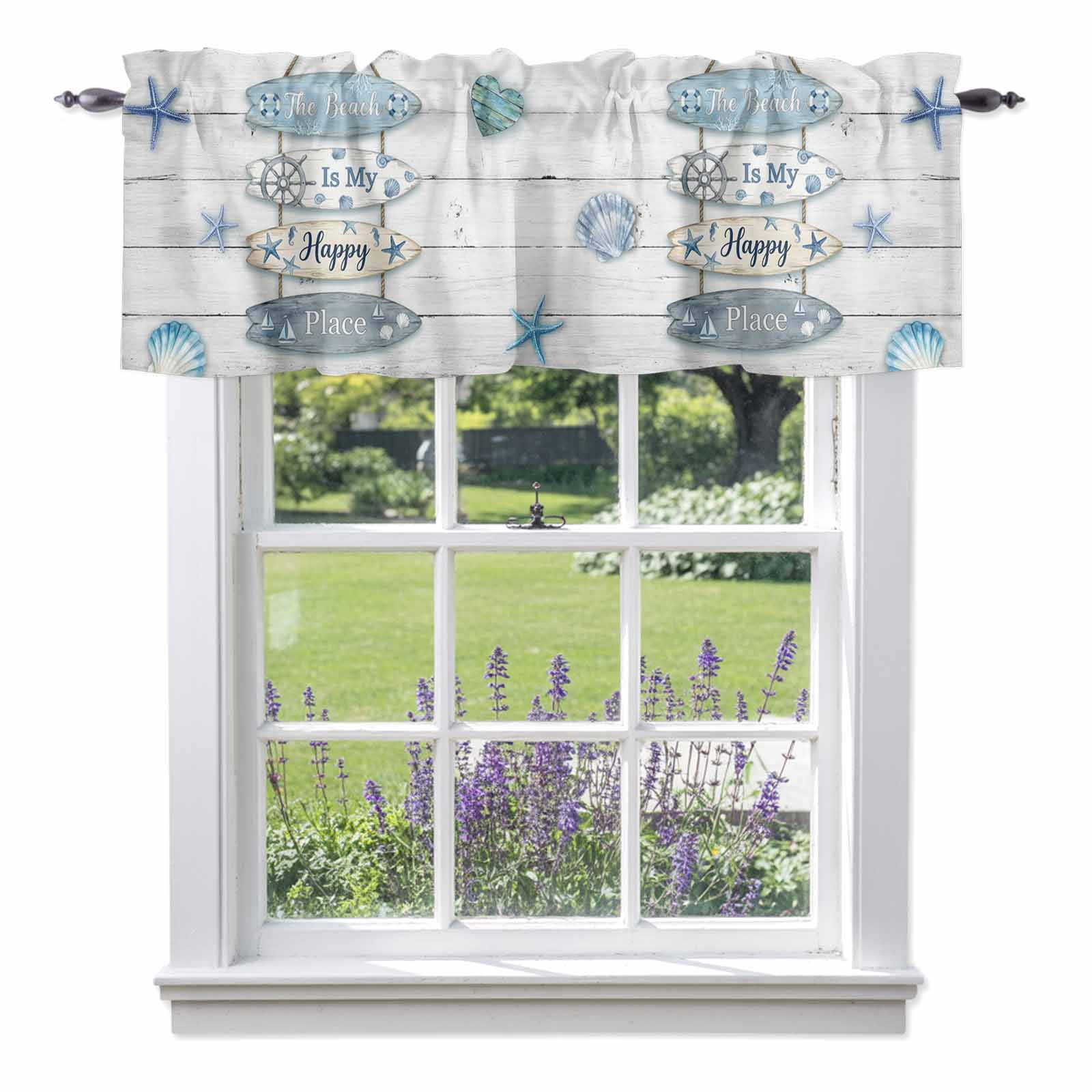 The Beach Is My Happy Place Valances for Windows, Summer Ocean Blue ...
