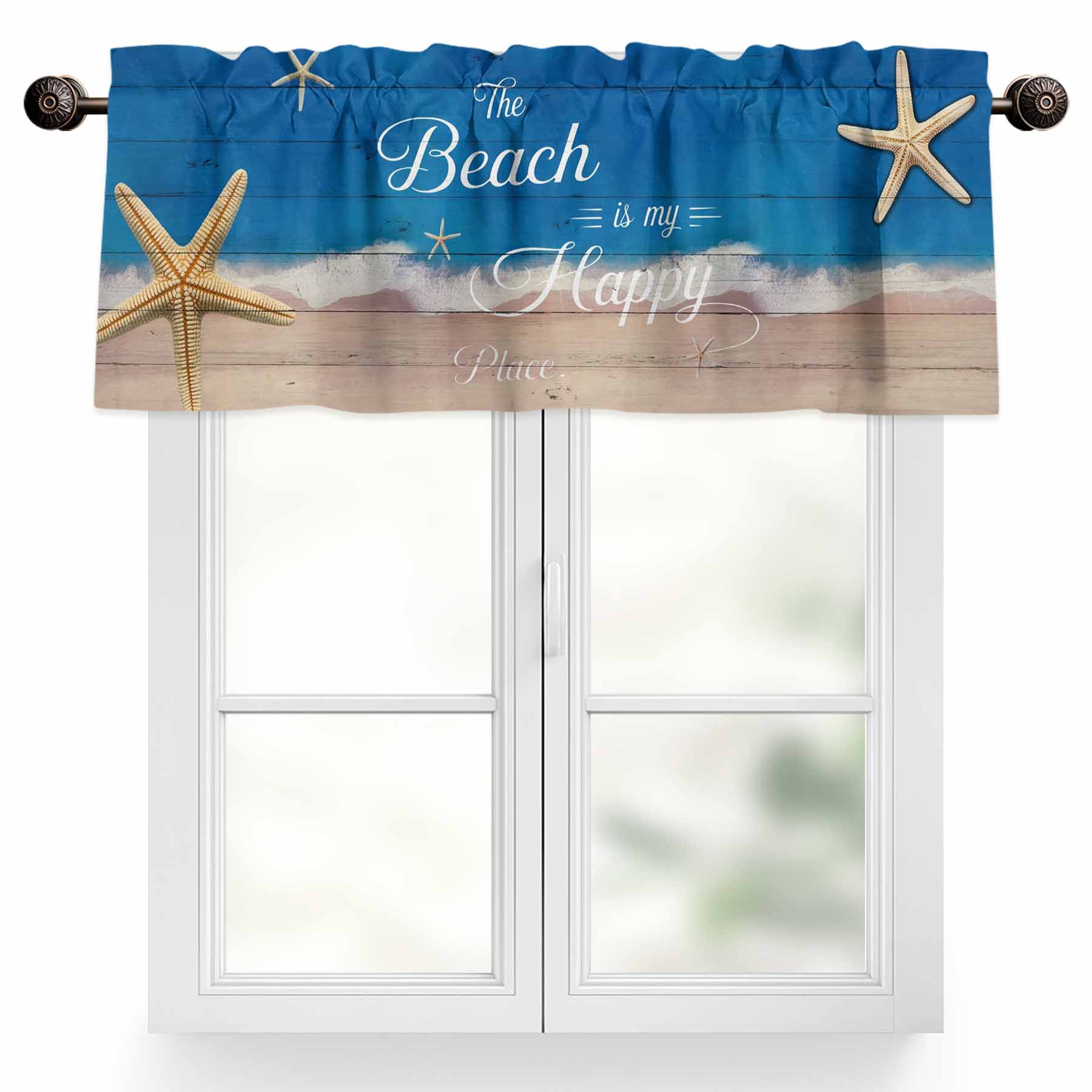 The Beach Is My Happy Place Valances for Windows Summer Starfish Beach ...