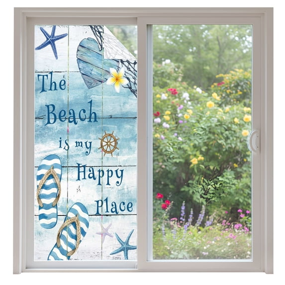 The Beach Is My Happy Place Window Privacy Film, Summer Ocean Blue ...